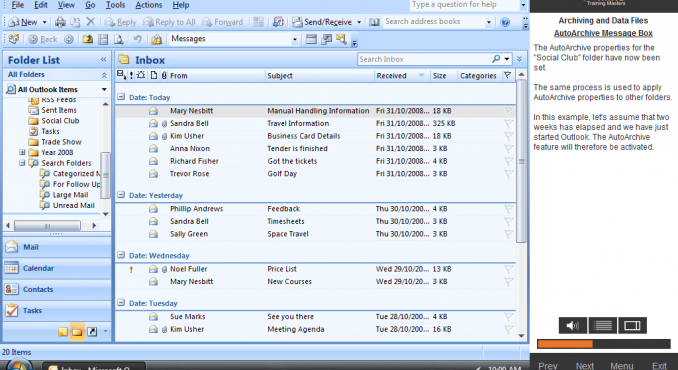 Outlook 2007 - Managing Outlook Folders and Archiving Data Training Course by Online Training ...